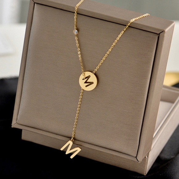 Jewelry | Letter M Initial Gold Drop Necklace | Poshmark
